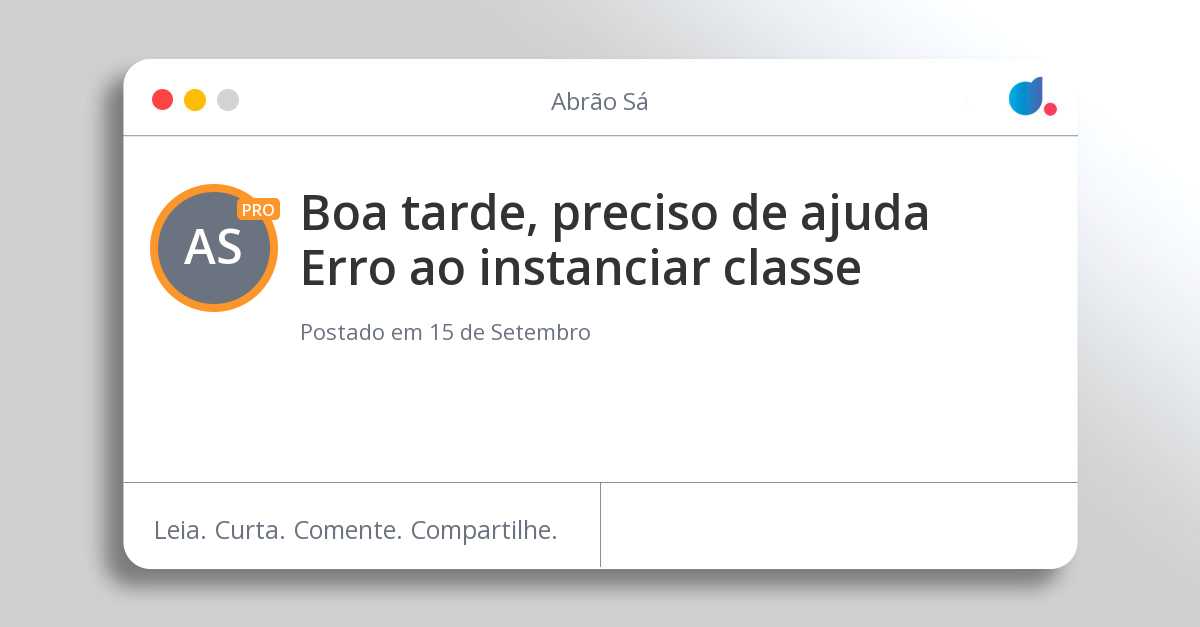 (NET) Boa tarde, preciso de ajuda Erro ao instanciar classe