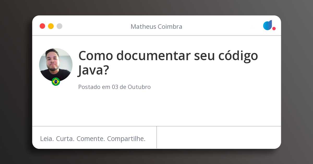 Como documentar seu código Java? Como documentar seu código Java?