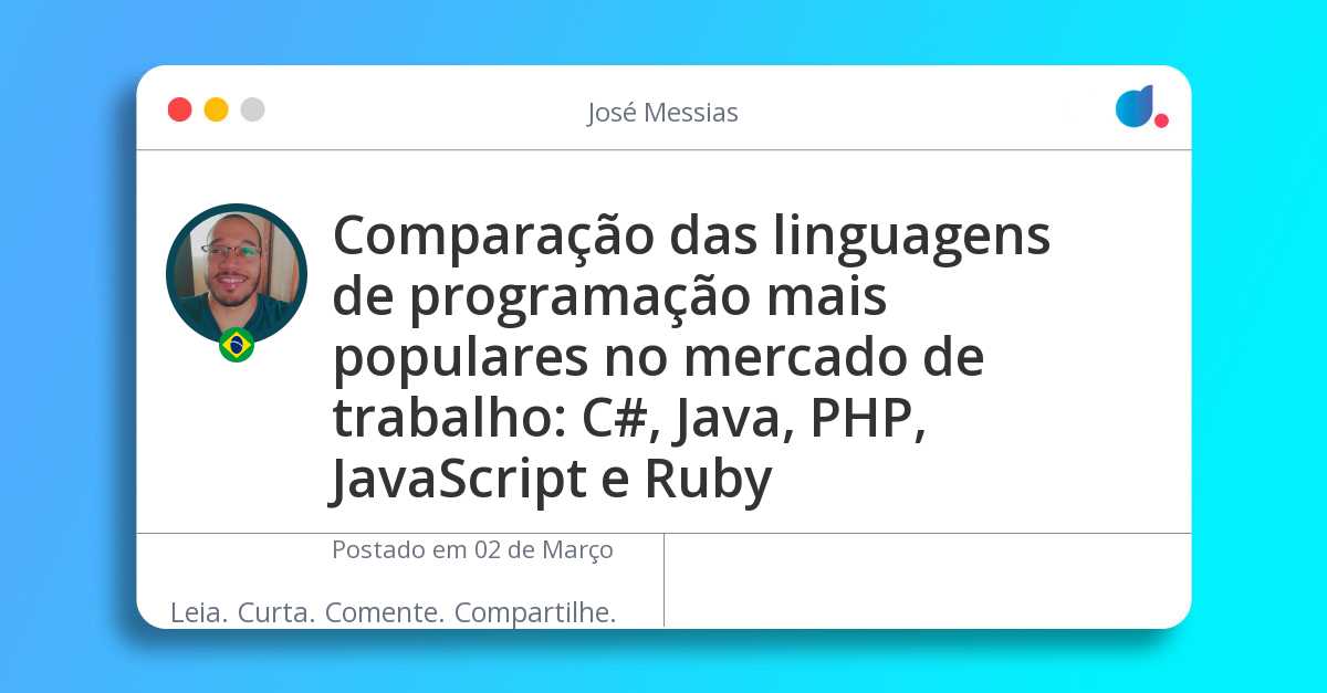Comparação das linguagens de programação mais populares no mercado de ...