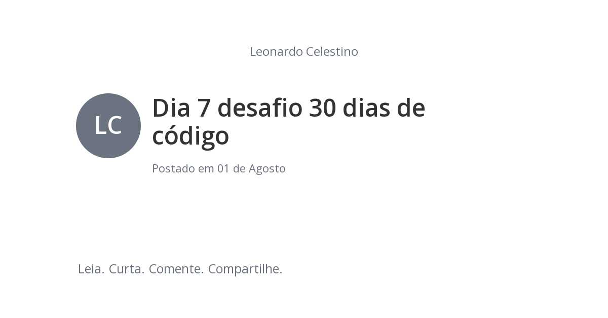 Dia 7 desafio 30 dias de código