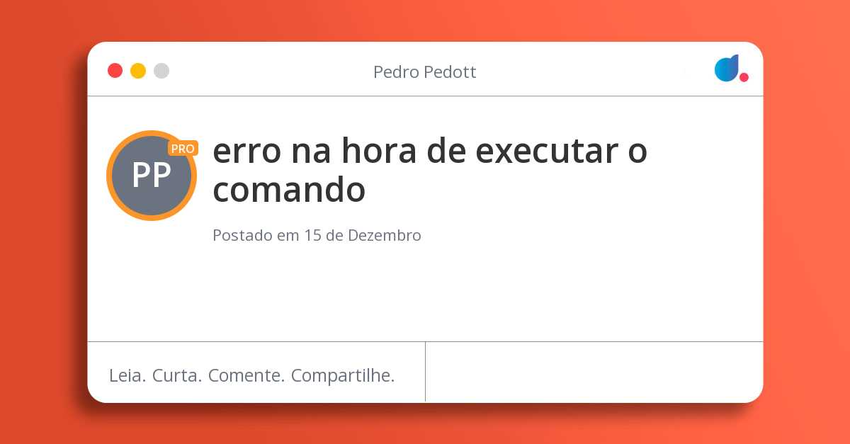 erro na hora de executar o comando