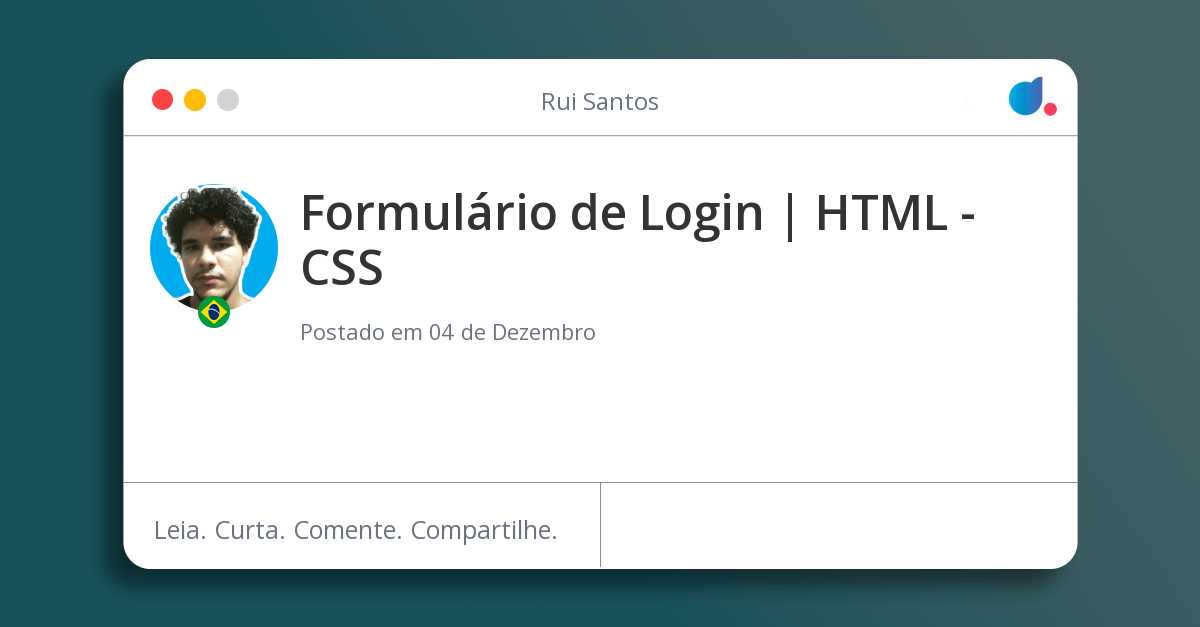 Formulário de Login | HTML - CSS Formulário de Login | HTML - CSS