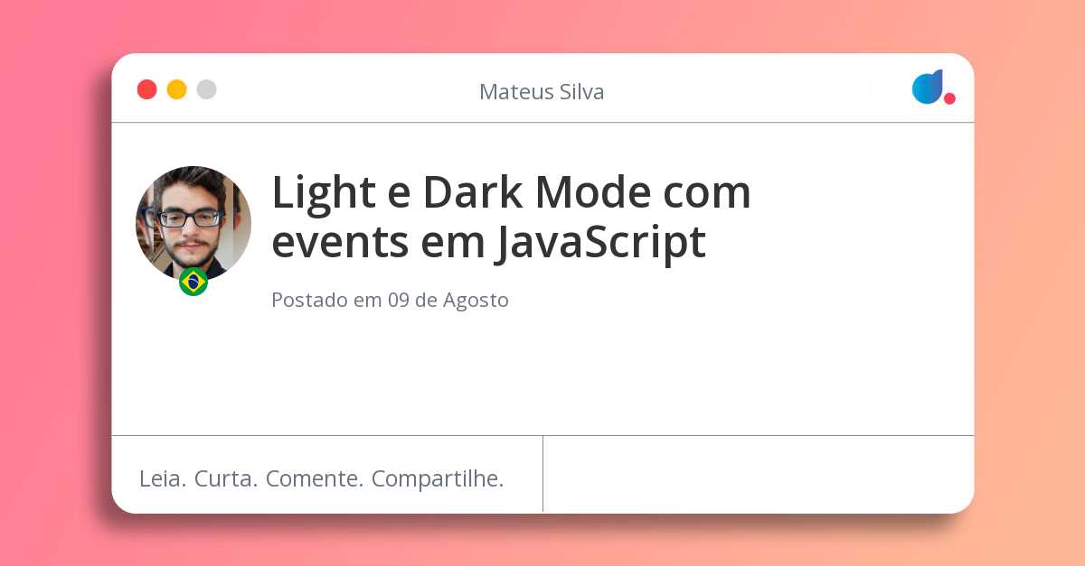 Light e Dark Mode com events em JavaScript 💎