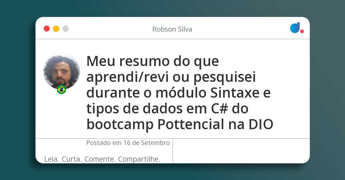 Meu resumo do que aprendi/revi ou pesquisei durante o módulo Sintaxe e ...