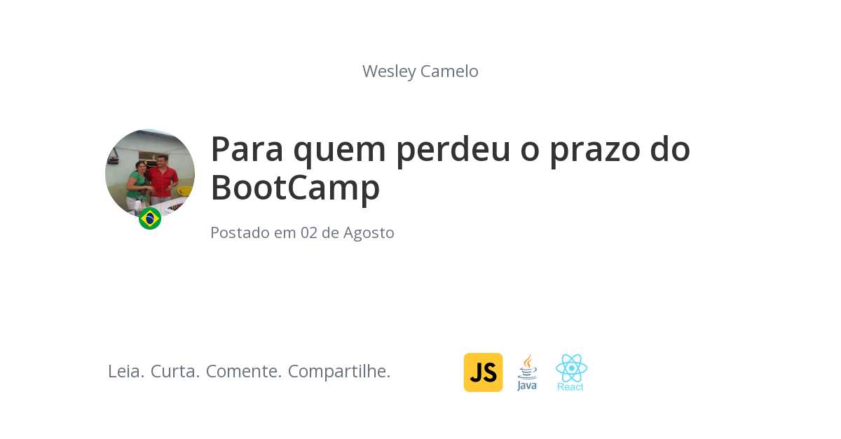 Para quem perdeu o prazo do BootCamp Para quem perdeu o prazo do BootCamp