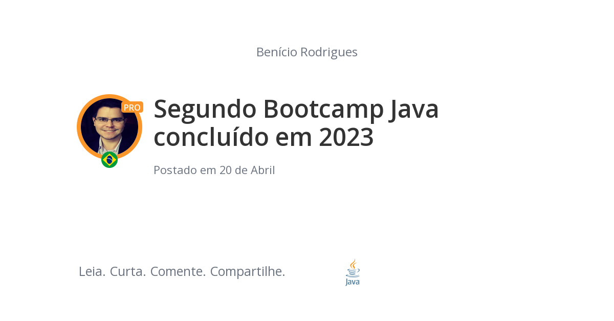 Segundo Bootcamp Java concluído em 2023