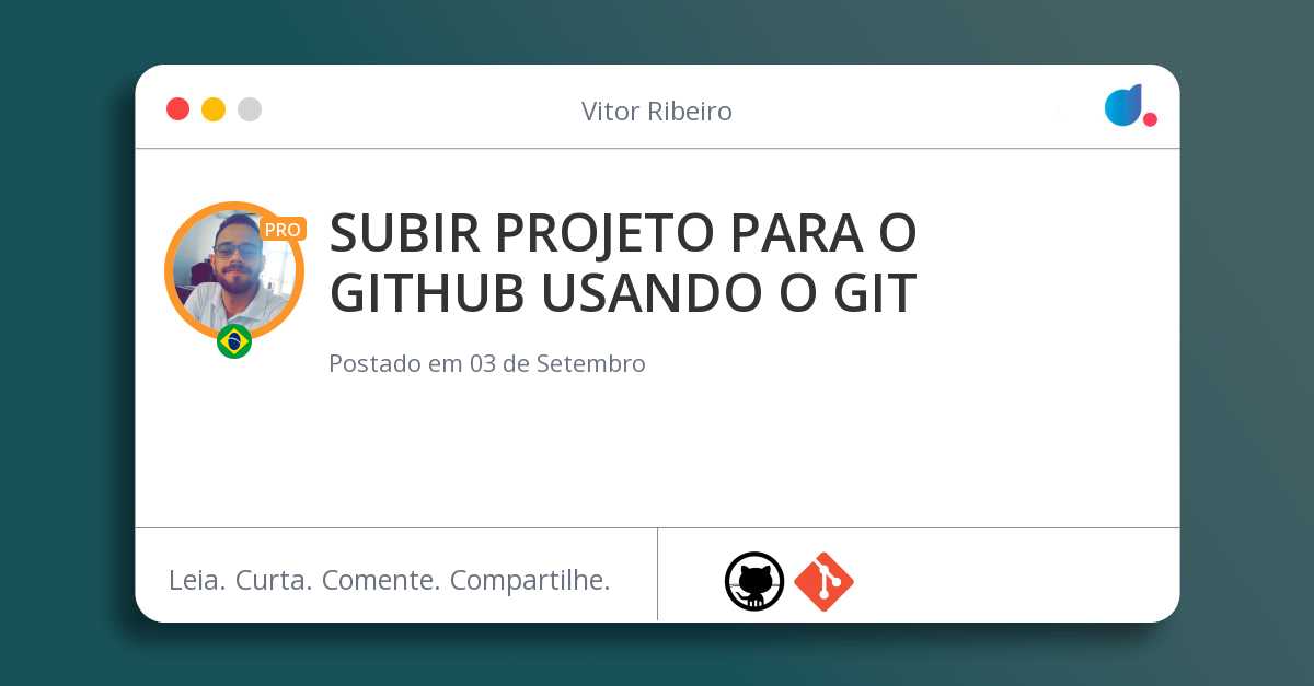 SUBIR PROJETO PARA O GITHUB USANDO O GIT